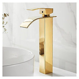 Modern Waterfall Basin Faucet Bathroom Toilet Tap Deck Mounted Mixer Hot & Cold Water Vanity Vessel Brass Faucets ( Color : 01 Long )