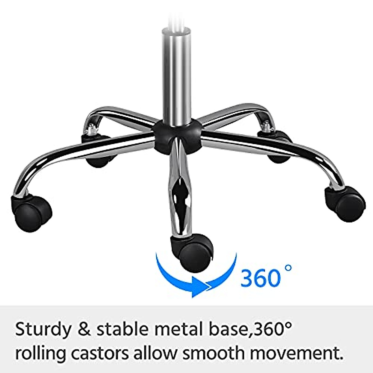 Yaheetech Home Office Desk Chair Modern Mid-Century Walnut Wood Chrome Finish Computer Chair Faux Leather Seat Height Adjustable Stool with 360° Swivel Wheels, Black