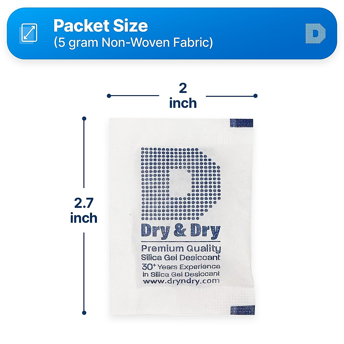 Dry & Dry 5 Gram [30 Packets] Silica Gel Packets, Desiccants - Rechargeable Fabric Silica Gel Packs, Silica Gel, Silica Packets, Desiccant Packs for Storage