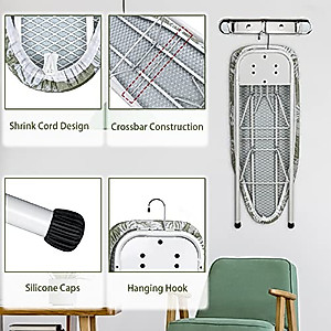Duwee 12×32 in Table Top Ironing Board with Unique Iron Rest, Thicken Felt Padding, Heat Resistant Cover B-12x32inch-white Leaves