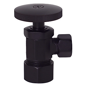 Westbrass Round Handle Angle Stop Shut Off Valve, 1/2" Copper Pipe Inlet with 3/8" Compression Outlet, Oil Rubbed Bronze, D105-12