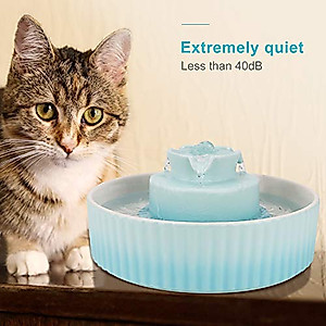 Cupcake Cat Water Fountain Porcelain, Pet Fountain for Dog and Cat, 3 Carbon Filters and 2 Water Pumps