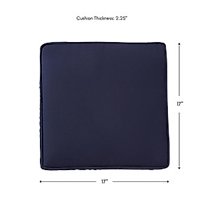 Greendale Home Fashions Sunbrella Outdoor 17" Square Corded Chair Pad, Navy 2 Count