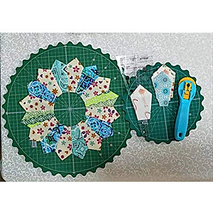 HONEYSEW Circle Rotary Cutting Mat Diameter Self Healing for Any Table Protection Board Quilt Fabric Doing Crafts Sewing Quilting Projects Rotating Cutter Pad (Green Color(Big Size +Small Size))