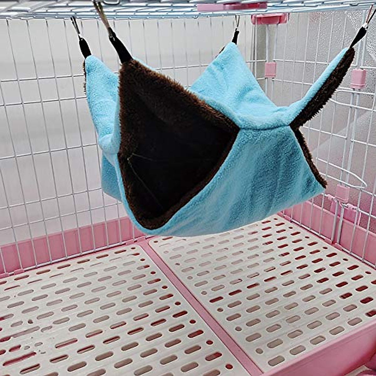 Keersi Bird Nest Double Layer Hanging Hammock Bed Toy for Parrot Parakeet Cockatiel Conure Cockatoo African Grey Amazon Lovebird Finch Budgie Hamster Rat Gerbils Chinchilla Cage Perch (Blue)