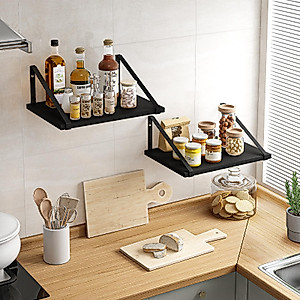 Fixwal Floating Shelves for Wall, 12 Inch Deep Black Shelves for Bedroom, Large Wall Shelf for Living Room, Kitchen, Bathroom, Laundry Room and Decor Storage