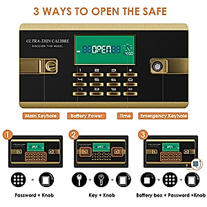 2.4 Cu ft Large Home Safe Fireproof Waterproof, Digital Security Safe Box with Combination Lock and Removable Shelf, Electronic Safe for Home Firearm Medicine Money Documents Valuables