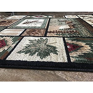 Carpet King Cabin Style Area Rug Rustic Western Country Bear Elk Deer Bear Wildlife Lodge Native Design 386 (5 Feet 2 Inch X 7 Feet 3 Inch)