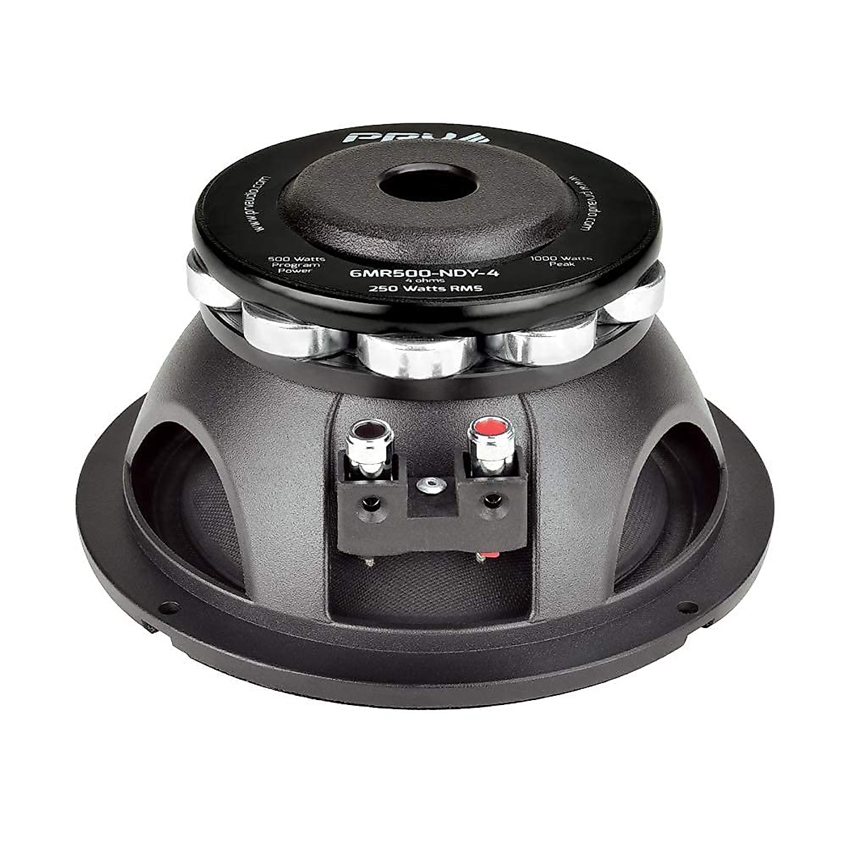 PRV AUDIO 6.5 Inch Midrange Speaker 6MR500-NDY-4 500 Watts 4 Ohm Neodymium Magnet, High Output loudspeaker for Car Audio & Motorcycle (Single)