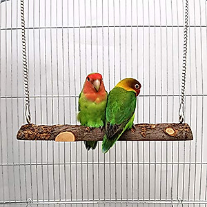 YJJKJ Pet Bird Swing, Parrot Cage Toys, Natural Wooden Swing Toys for Parakeet Cockatoo Cockatiel Conure Lovebirds Canaries Little Macaw African Parrot