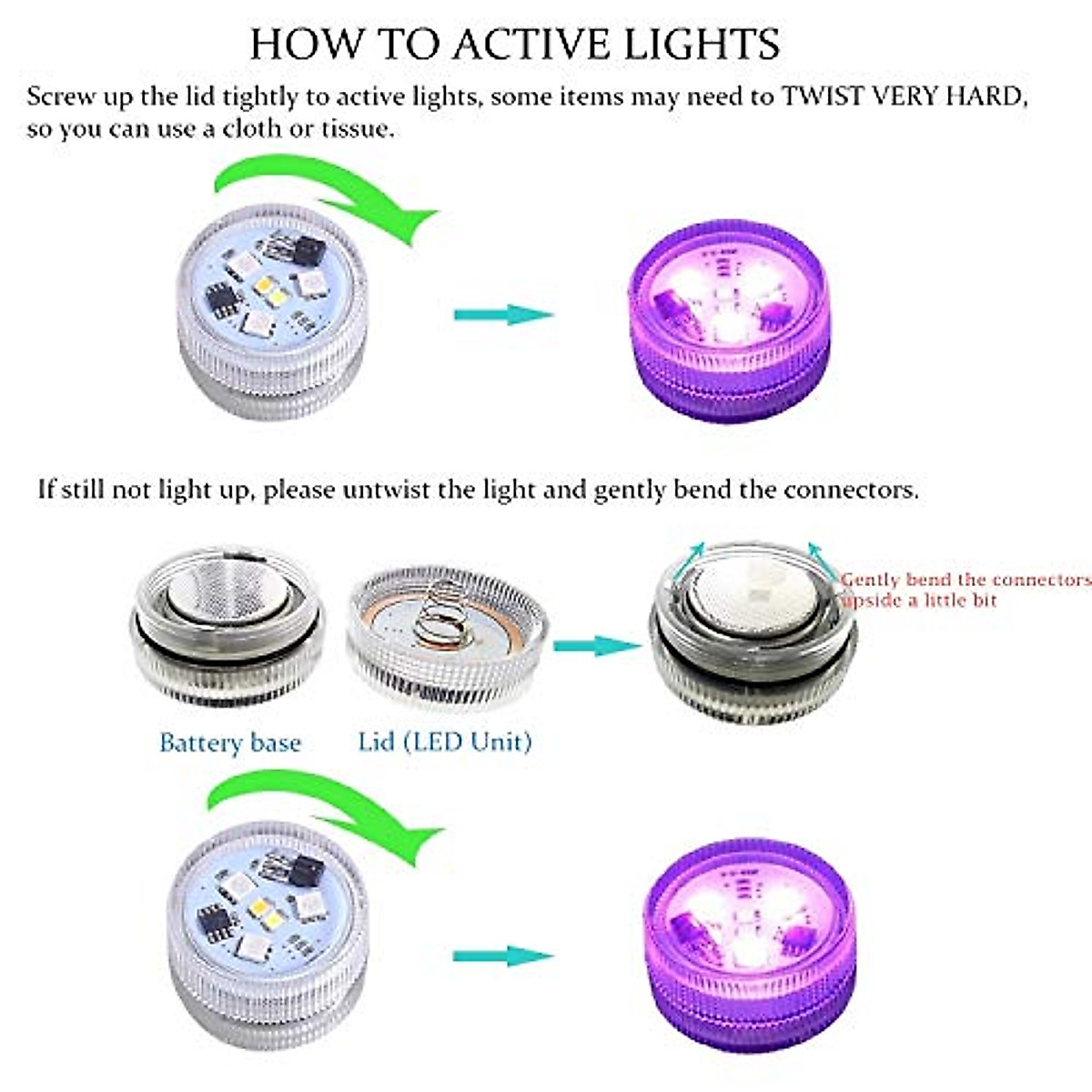 KUCAM Mini Submersible LED Lights, Waterproof Small LED Tea Lights Candle with Remote Battery Operated,RGB Color Changing for Vase Home Party Wedding Table Centerpieces,10 Pack