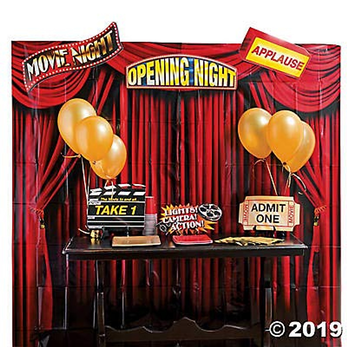 Fun Express Red Curtain Backdrop Banner (6 feet x 6 feet) Party Decor