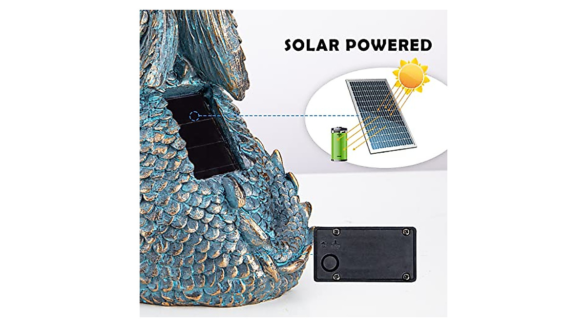 WONDER GARDEN Sleeping Dragon Solar Garden Statue - Waterproof Decor
