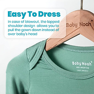 Newborn Baby Knotted Gown, Super Soft Silky Infant Long Sleeve Sleeper with Tie Bottom, Baby Girl and Boy Sleep Gown with Mittens, Bow, and Hat Set Grey Green