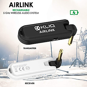 KLIQ Airlink 5.8 GHz Rechargeable Wireless Audio System designed for Electric Guitar, Bass and other Electric Instruments-Digital Transmitter/Receiver Set (5.8G Wireless)