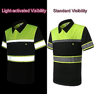 HoliSecure Safety Shirts for Men,High Reflective Men Polo Shirt with Pocket,Short Sleeve Workwear Breathable and Fast Dry(Yellow,2XLarge)