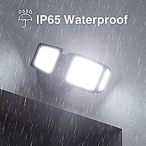 Onforu 60W LED Dusk to Dawn Security Lights, 6000LM Exterior Flood Light, IP65 Waterproof Outdoor 3 Adjustable Heads Photocell Lights Fixture, 6500K White Floodlights for Garage, Patio, Yard