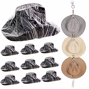 Lanxitown10Pcs Cowboy Hat Cover and One Cowboy Hat Rack Hat Protector Boho Bedroom Decor Hat Hangers For Wall Cowboy Hat Holder Hat Rack For Wall Hat Holder On Wall Cowboy Hat Case (A)