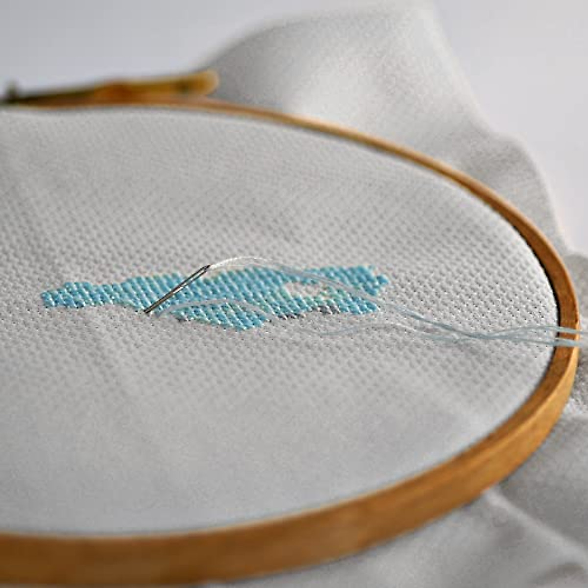 Caydo 39 by 25.6 Inch Aida Cloth 14 Count Classic Reserve Aida Fabric Big Size Cross Stitch Fabric for Embroidery Craft and Needlework（Gray）