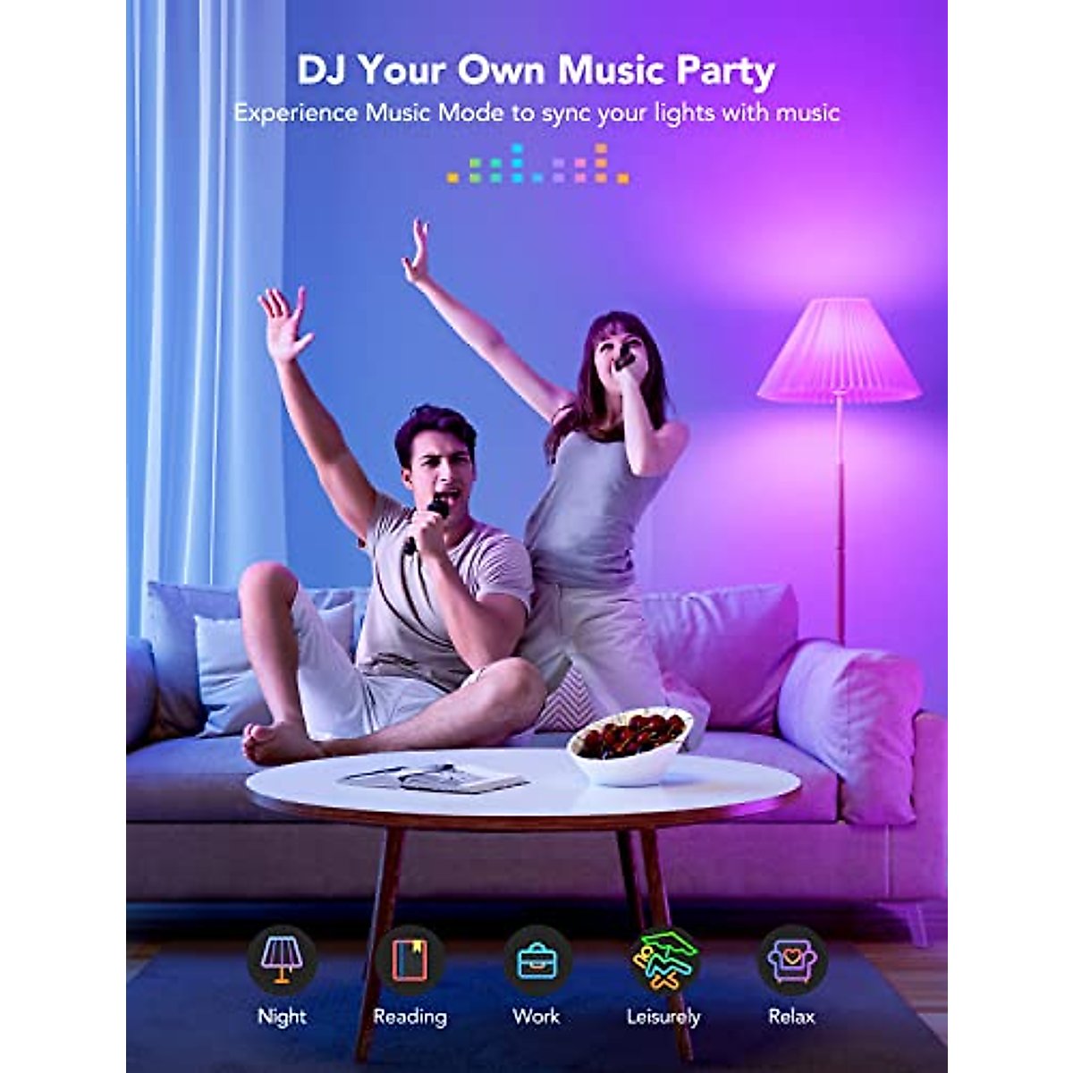 Govee Smart A19 LED Light Bulbs, 1000LM RGBWW Dimmable, Wi-Fi & Bluetooth Color Changing Light Bulbs, Works with Alexa & Google Assistant No Hub Required, 75W Equivalent Smart Bulbs, 2 Pack