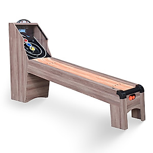 Hathaway Shooting Star 9-ft Arcade Ball Roll and Score Machine Table with LED Electronic Scorer and Sound, Great for Family Recreation Game Rooms, Driftwood