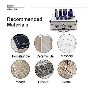 SHDIATOOL Diamond Core Drilling Bits Set for Porcelain Hole Saw Cutter for Tile Marble Ceramic Granite Kit 5/8-inch-11 8pieces
