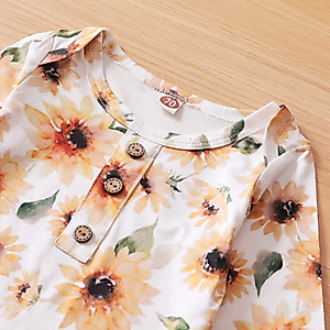 DPSKY Infant Baby Cotton Sleeper Gown Sunflowers Knotted Pajamas Newborn Sleepwear Sleeping Bag with Headband 2Pcs Set, 0-6 Months