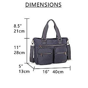 La Packmore Water Repellent Nylon Shoulder Bag Handbag Laptop Bag Teacher Nurse Tote Briefcase Clinical Bag (14-Inch, Charcoal)