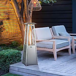 Giantex Pyramid Patio Heater, 9500 BTU Portable Tabletop Propane Heater with Glass Tube, Simple Ignition System & Dancing Flame, CSA Certification, 35" Outdoor Electric Heater for Outside, Backyard