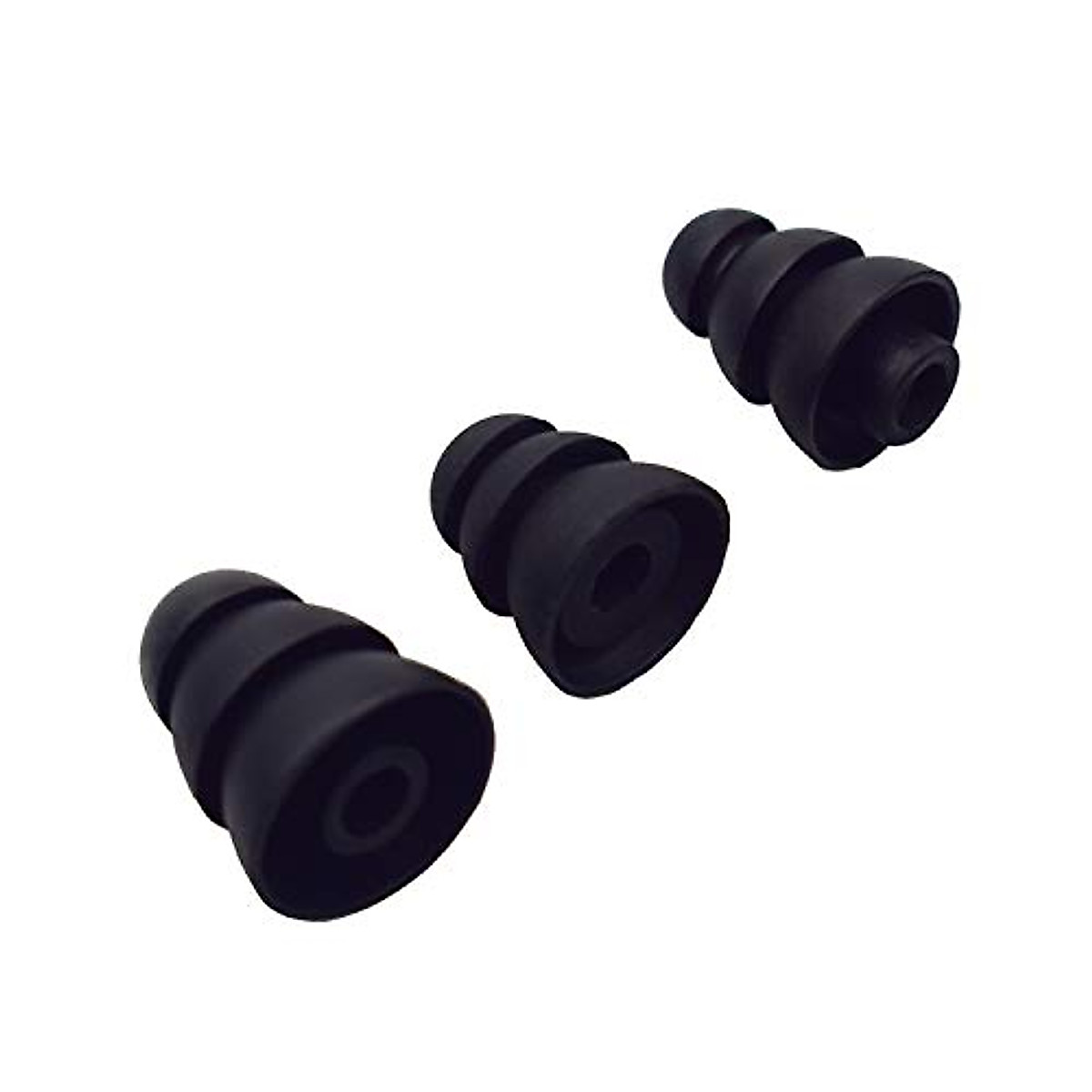 Motanar Triple Flange Ear Tip, 6 Pairs S/M/L Size Triple Three Flange Noise Isolate Silicone Cushion Ear Bud Tips with 4mm Connector Hole, Fit for Most in Ear Earphone (Black (SML))