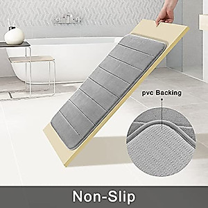 Yimobra Memory Foam Bath Mat Set, Non Slip Super Water Absorption Soft Bathroom Rugs, Thick, Dry Fast, Machine Washable for Bathroom Floor Mat, 17x24+31.5x19.8 Inches, Gray