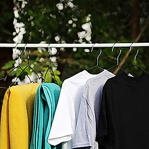 GOSKEY 50 Pack Stainless Steel Coat Hangers Metal Wire Hangers Heavy Duty Hangers, Space Saving Clothes Hangers 16.5in Ultra Thin Clothes Hangers