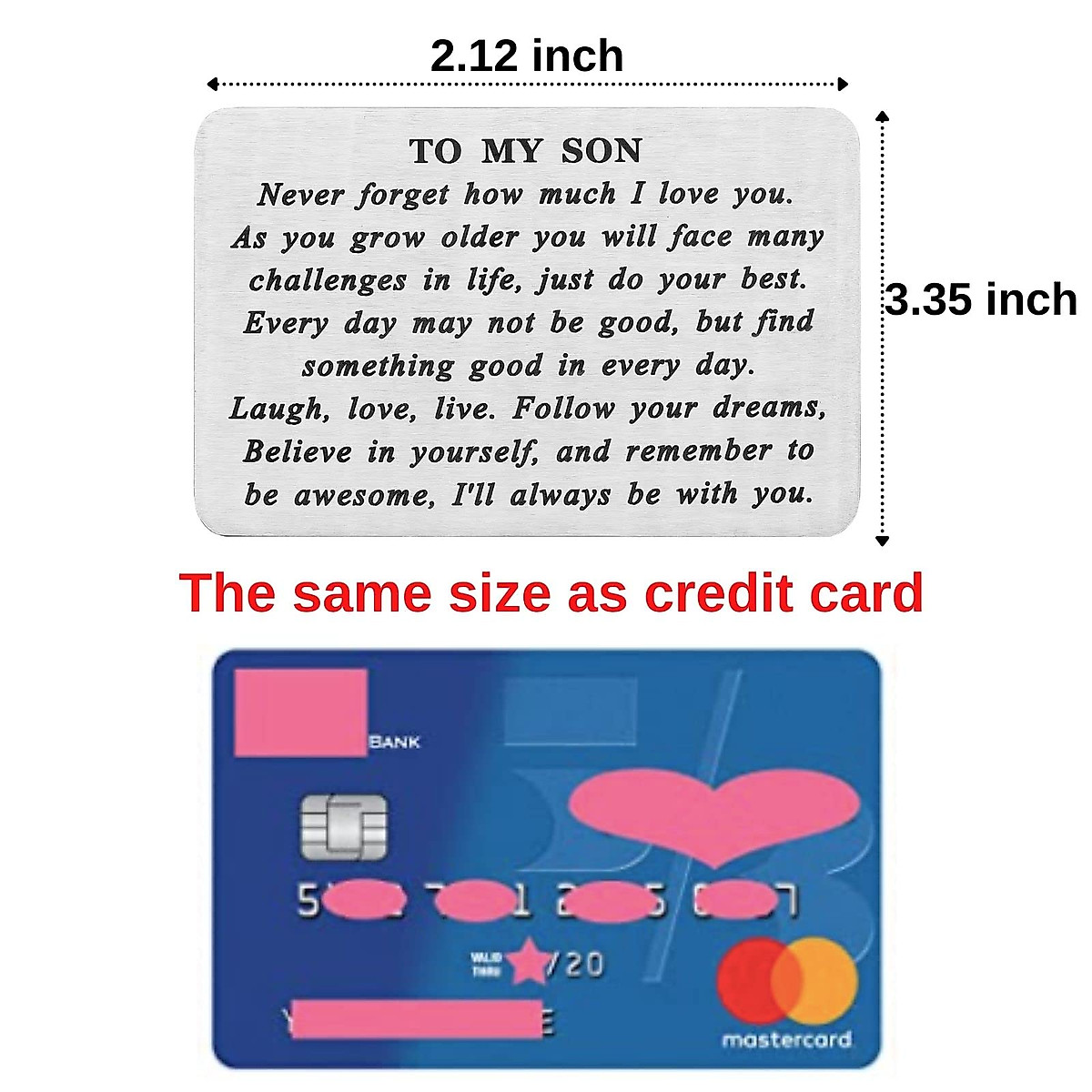 YYQX Son Gifts from Mom To My Son Wallet Card Inspirational Encouragement Graduation Birthday Back To School Gifts for Son Boys Men