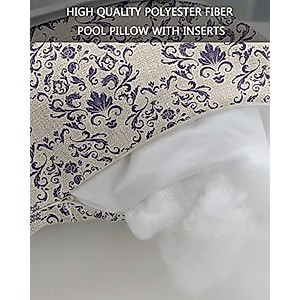 Recliner Head Pillow Ledge Loungers Chair Pillows with Insert Baroque Retro Mid-Century Purple Euporean Pattern Lumbar Pillow with Adjustable Strap Patio Garden Cushion for Sofa Bench Couch, 2 PCS