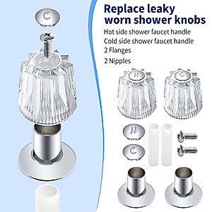 Sel Natural 2 Set Shower Faucet Handle Replacement, Compatible with Price Pfister Contessa and Windsor Tub and Shower Faucets Clear Acrylic Hot and Cold Shower Knob Replacement for Remodeling Trim