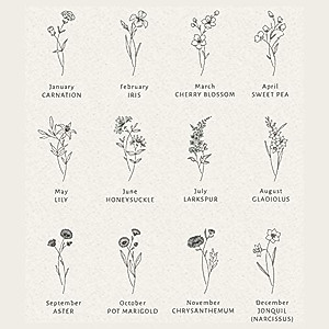 PELOVNY Personalized 12 Months Birth Flowers Ring for Women Sterling Silver Flowers Statement Signet Rings Custom Jewelry Birthday Gift for Women Sister Mother Daughter