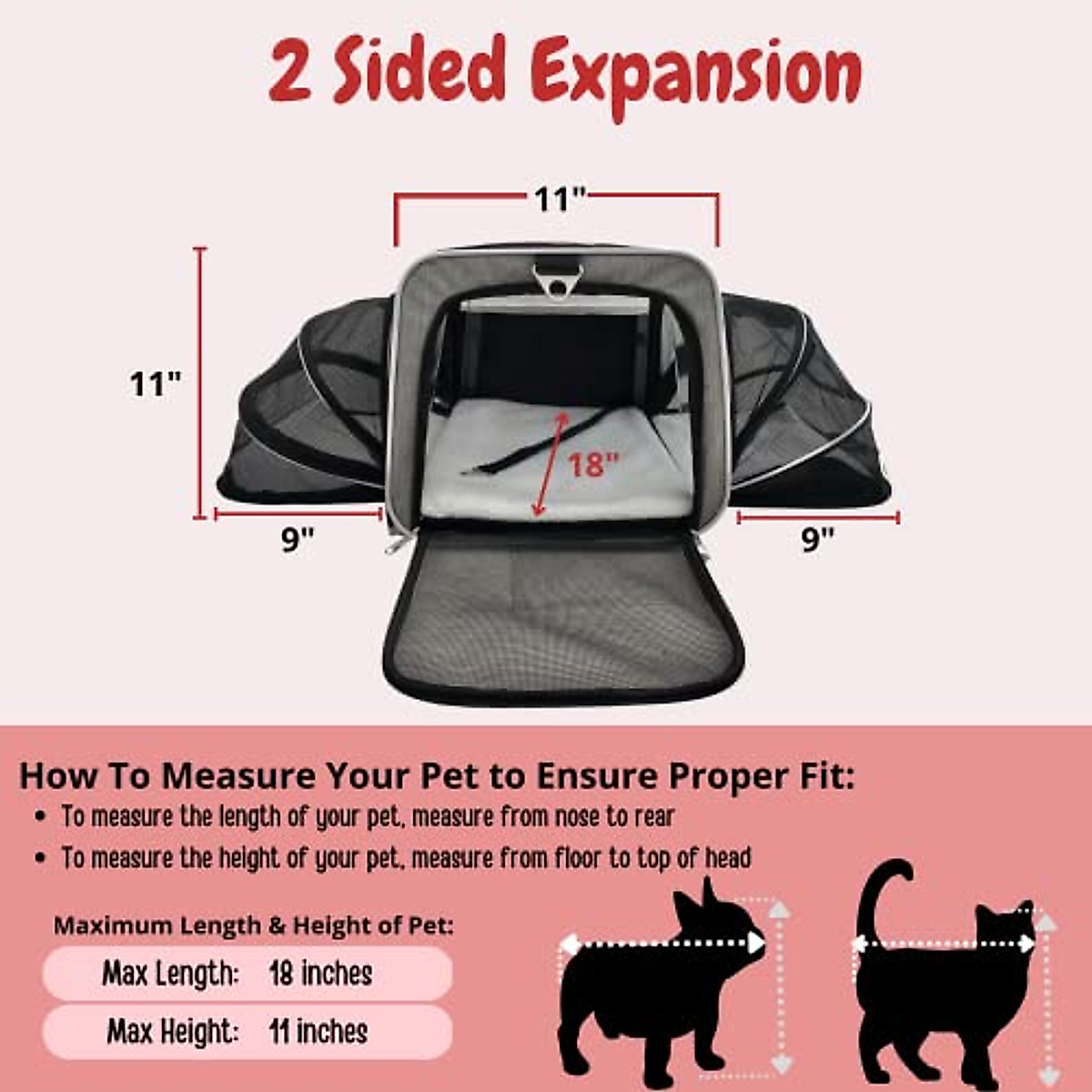 Ruff Life 101 Airline Approved Expandable Premium Pet Carrier on Wheels- Two Sided Expandable Rolling Carrier- Designed for Dogs & Cats- Extra Spacious Soft Lined Carrier! (Grey)
