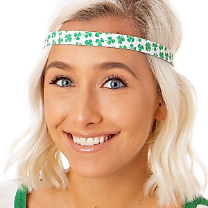 Hipsy Irish Green Headband St Patricks Day Accessories Shamrock Headbands Gift Pack (Green Braided & Sparkly Clover 2pk)