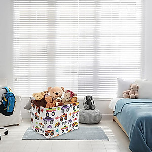 FXOCSHE Rectangular storage Basket with Handles Basket,Baby Room Decor,Cute Pattern Storage Bin，Kids Toy Basket Foldable Nursery Laundry Basket for Kids,Gift Basket(Racing car)