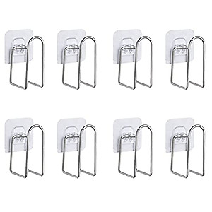 chenyesun 4 Pairs of Pot Lid Organizer, Stainless Steel Wall Mounted Lid Holder ,Adjustable Cabinet Door Self Adhesive Pan Lid Organizer Pot Hangers for Kitchen Wall Mount (Silver-1)