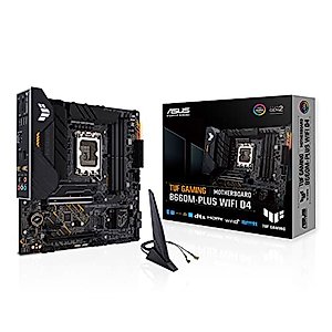 ASUS TUF B660M-PLUS WiFi D4 LGA 1700(Intel 12th Gen) mATX Gaming Motherboard (PCIe 5.0,DDR4,2xPCIe 4.0 M.2 Slots,WiFi 6,2.5 Gb LAN,Front USB 3.2 Gen 1 Type-C,Two-Way AI Noise Cancelation)