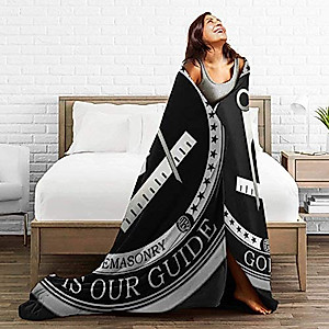 YongColer Soft Sherpa Flannel Fleece Throw Blanket Cloak for Bed Couch Sofa Chair Dorm, King Size Wearable Blanket (Masonic Faith Hope and Charity Freemason Logo Black, 50x60 Inch)