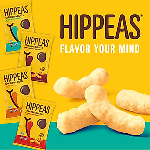 Hippeas Organic Chickpea Puffs, Vegan White Cheddar, 4 Ounce (Pack of 6), 4g Protein, 3g Fiber, Vegan, Gluten-Free, Crunchy, Plant Protein Snacks