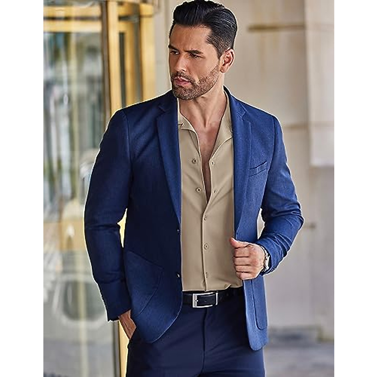 COOFANDY Men's Luxury Satin Dress Shirt Long Sleeve Silk Button Down Shirt Shiny Dress Shirt