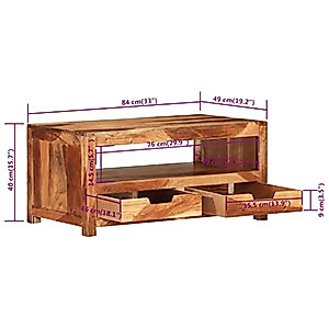 QJBSAVVA Coffee Table 33.1"x19.3"x15.7" Solid Wood Acacia,Entrance Table Tray Tables Center Table Low Table Suitable for Meeting Rooms, Reception Rooms, Offices