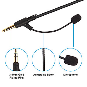 MEIRIYFA Boom Mic Cable for Headphones,3.5mm Jack Microphone Audio Gaming Cable with Mute Volume Control for Windows PC, PlayStation 4, Xbox One, P5(4.4FT)
