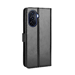 Kukoufey Case for Huawei Nova Y70 Plus Case Cover,Flip Leather Wallet Cover Case for Huawei Nova Y70 MGA-LX9 Case Black