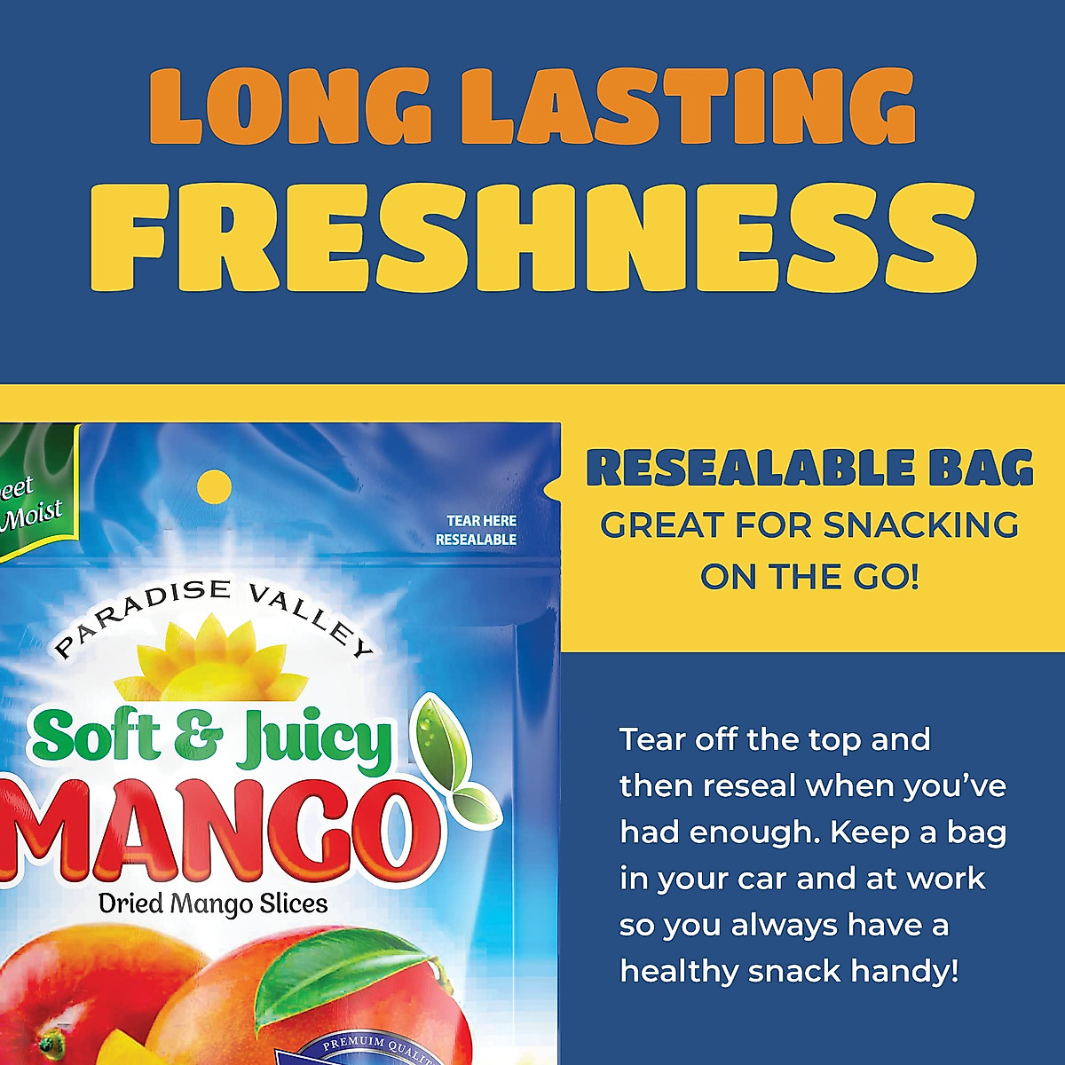 Dried Mango Slices - Delicious Texture Soft & Juicy Low Sugar Added Dried Mango - Naturally Ripened Mangos Dried Fruits - Gluten Free Dry Mangoes Natural Source of Vitamin C, Fiber, (16 Oz Dried Mango)
