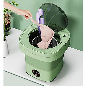 LiveGo Portable Washing Machine and Dryer Combo Perfect for Apartments, Dorms, and RVs Mini Foldable Washer with Disinfection Function - Convenient and Travel-Friendly Laundry Solution (green-6.5L)