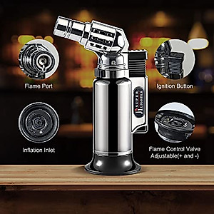 OWAYIDA Cocktail Smoker Kit with Torch, Whiskey Smoker Kit, Old Fashioned Cocktail Kit, 4 Flavors Wood Chips, Bourbon Whiskey Gifts for Men, Dad and Husband - Great Fathers Day Gifts (Without Butane)